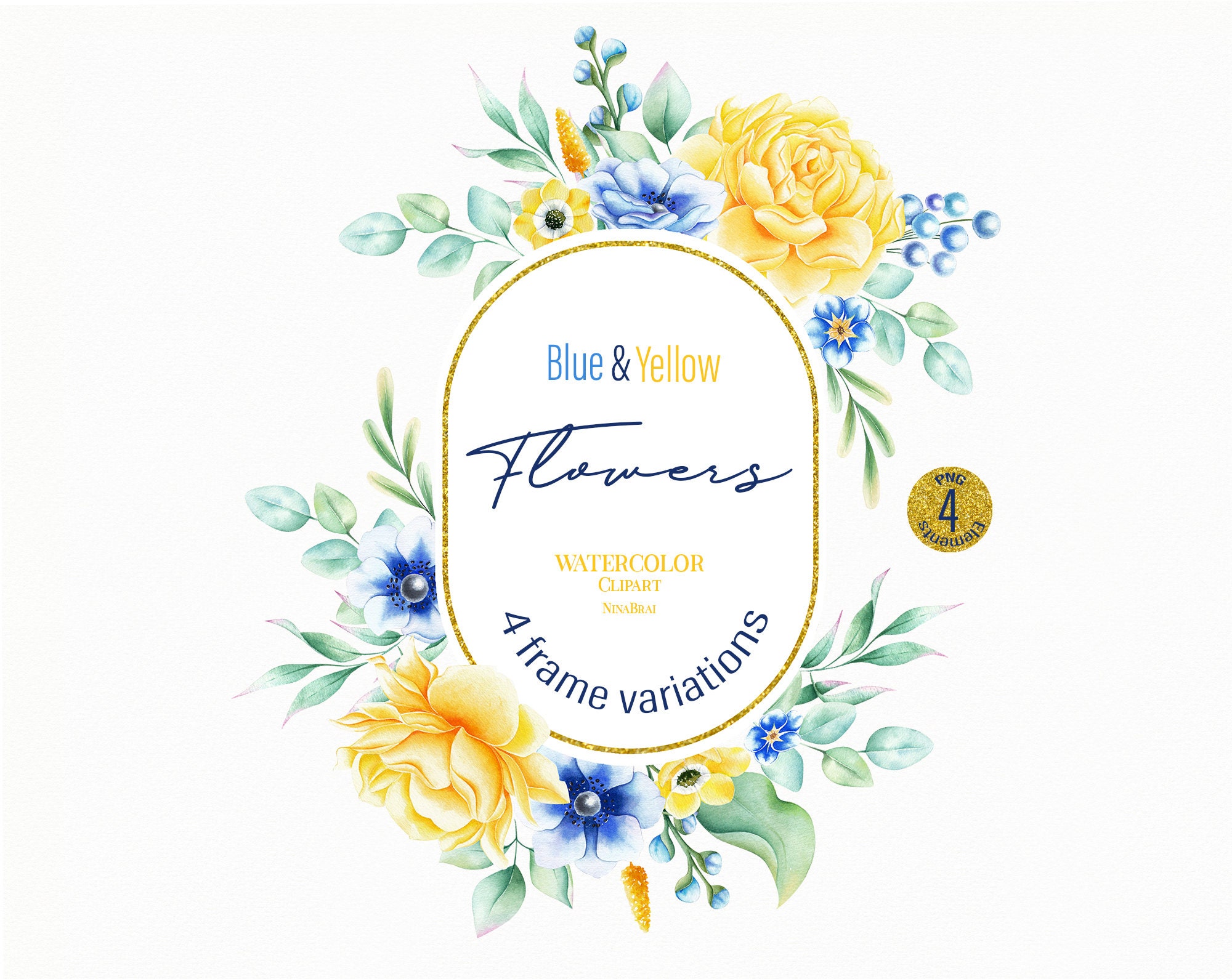 Blue Rose Corner Border