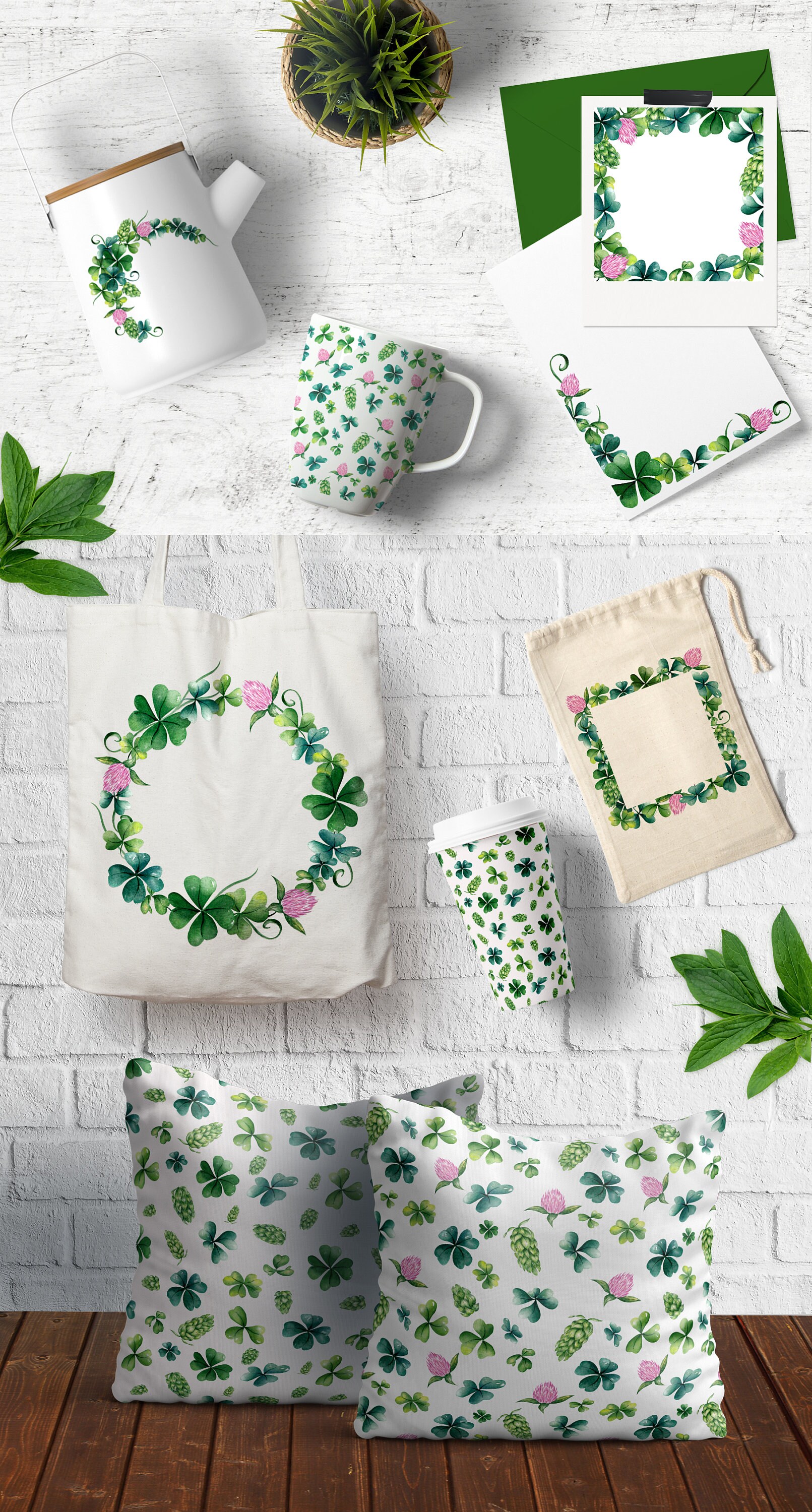 Watercolor Clover Clipart, St Patricks Day Clipart, Shamrock Clipart ...