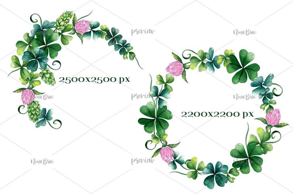 Watercolor Clover Clipart, St Patricks Day Clipart, Shamrock Clipart ...