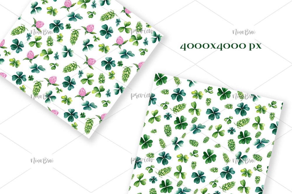 Watercolor Clover Clipart, St Patricks Day Clipart, Shamrock Clipart ...