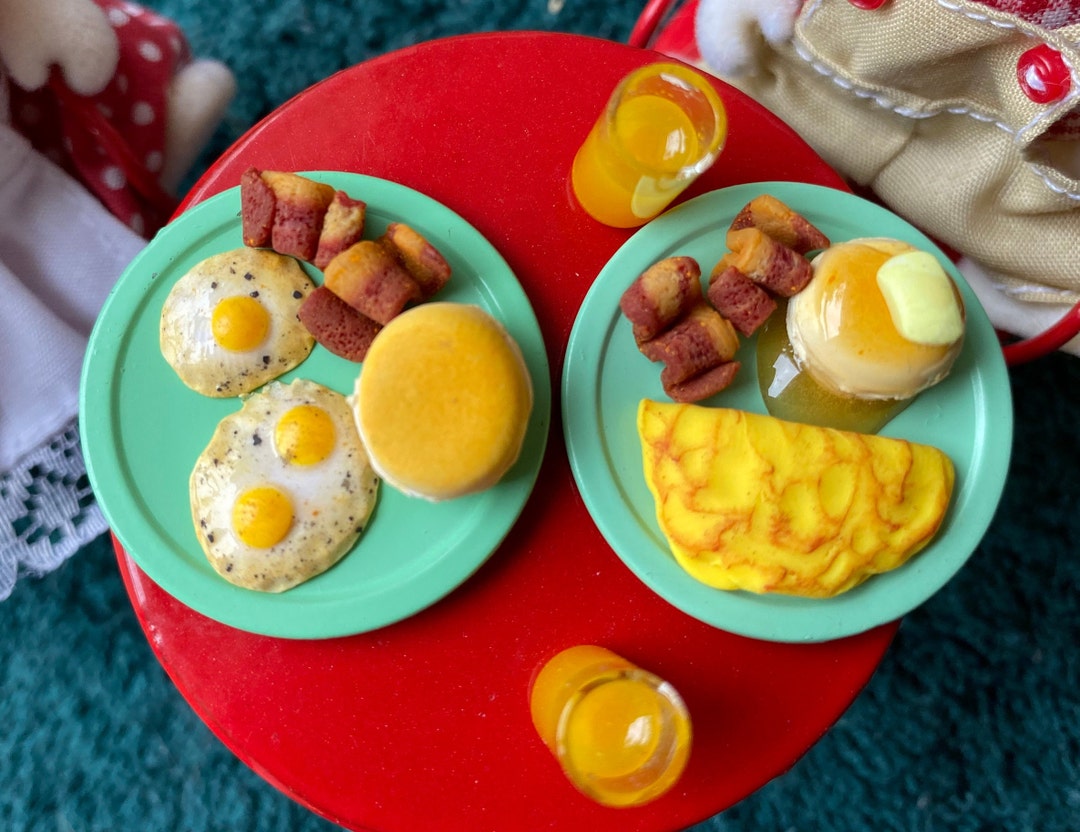 Miniature 1:12 Fried Eggs Polymer Clay Eggs Omelettes Fried and Green ...