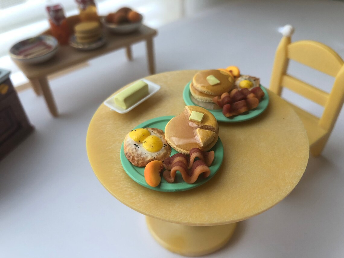 Miniature 1:12 Breakfast Pancakes Eggs Bacon Polymer Clay - Etsy
