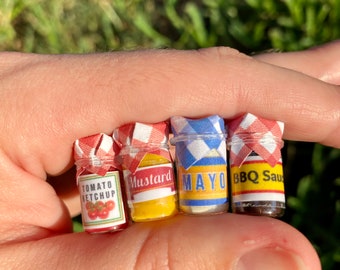 Dollhouse Miniature Ketchup and Mustard, Mini Condiments, 1:12 Scale - Etsy