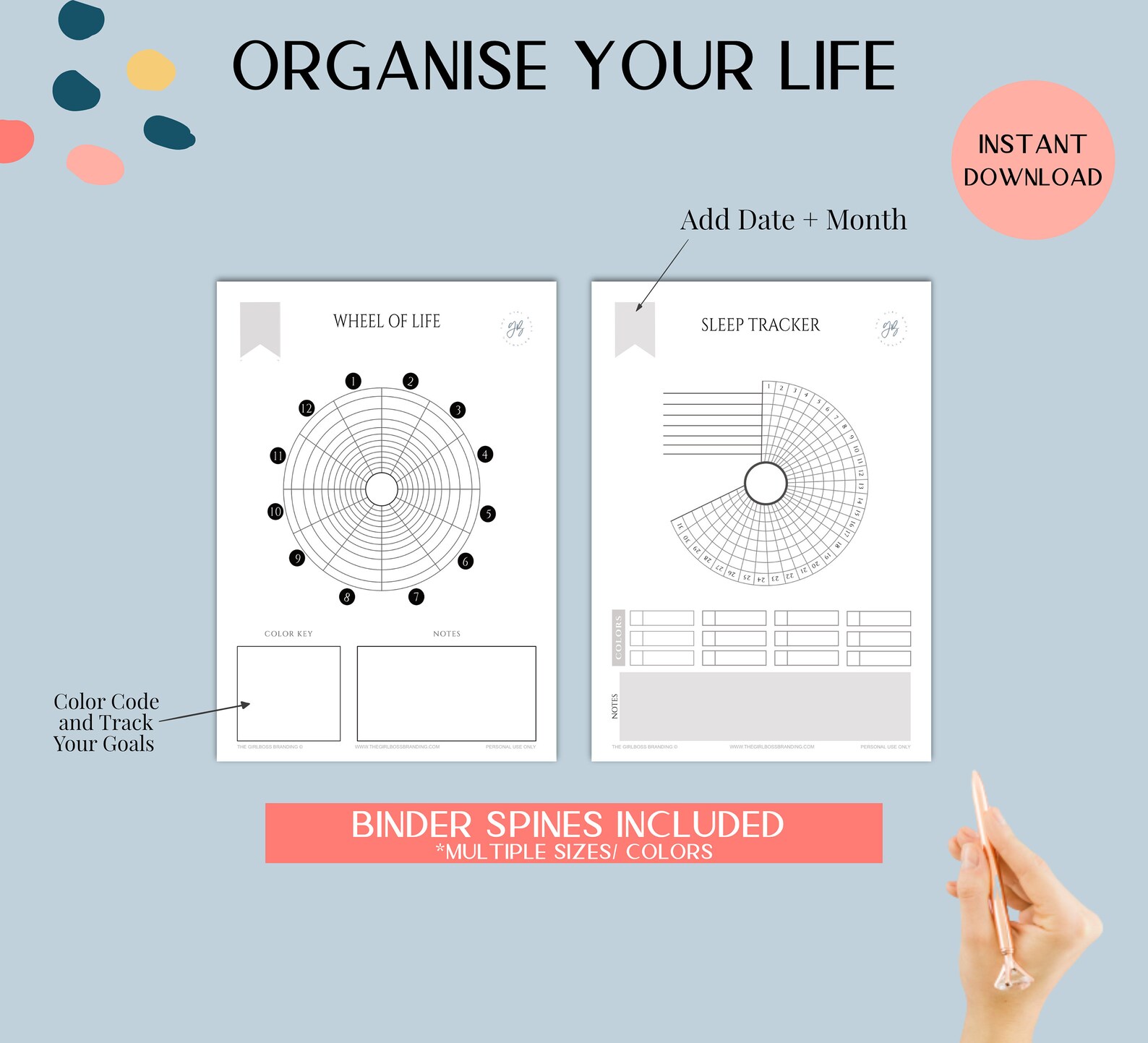 Printable Life Planner Binder, Productivity Workbook, Instant Download ...