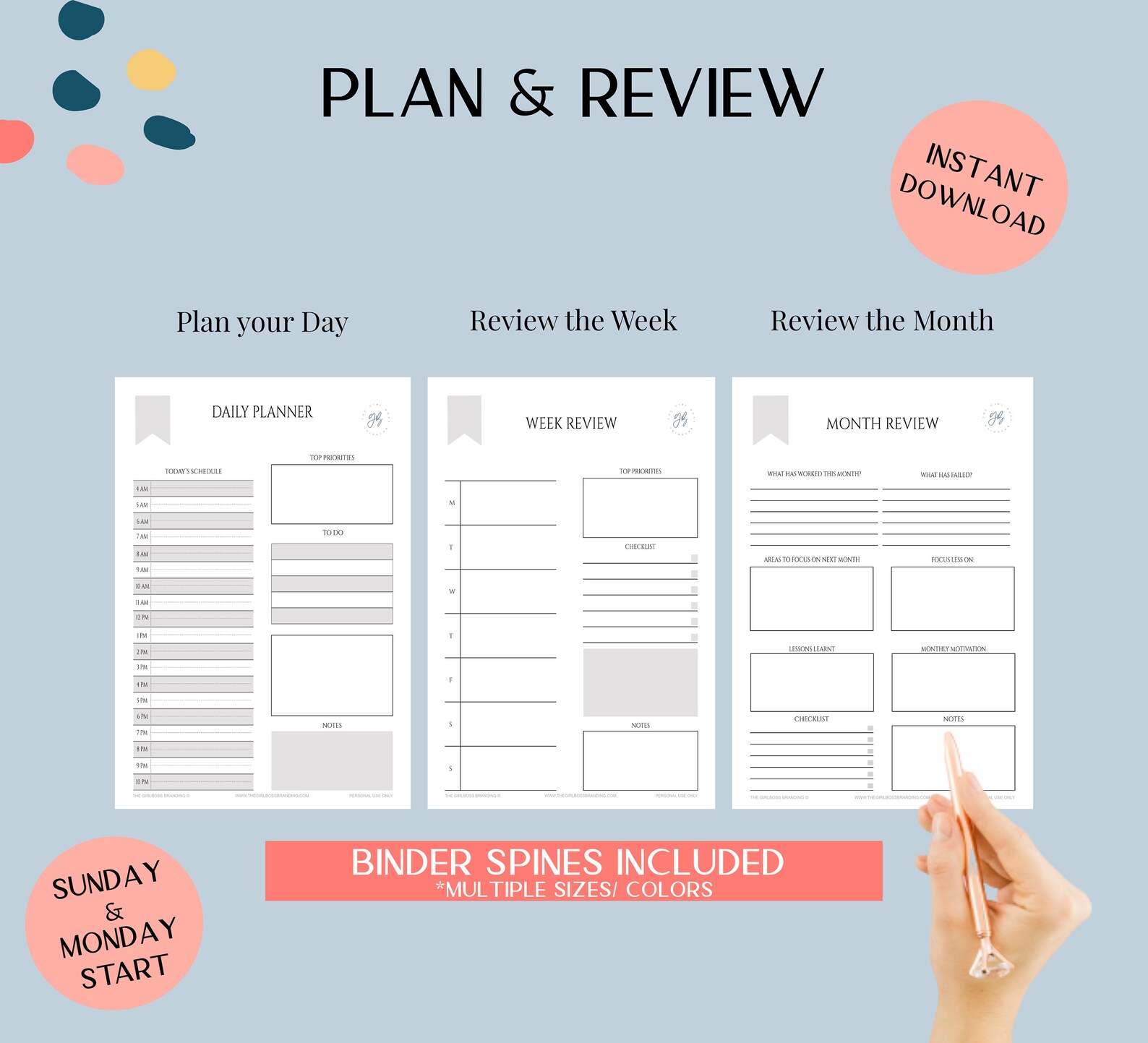 Printable Life Planner Binder, Productivity Workbook, Instant Download ...