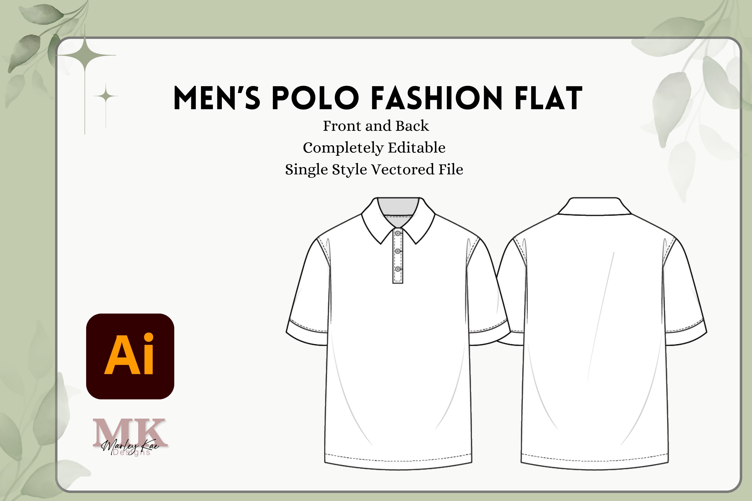 Men's Polo Fashion Flat | Vectored Illustrator Files | Fashion ...