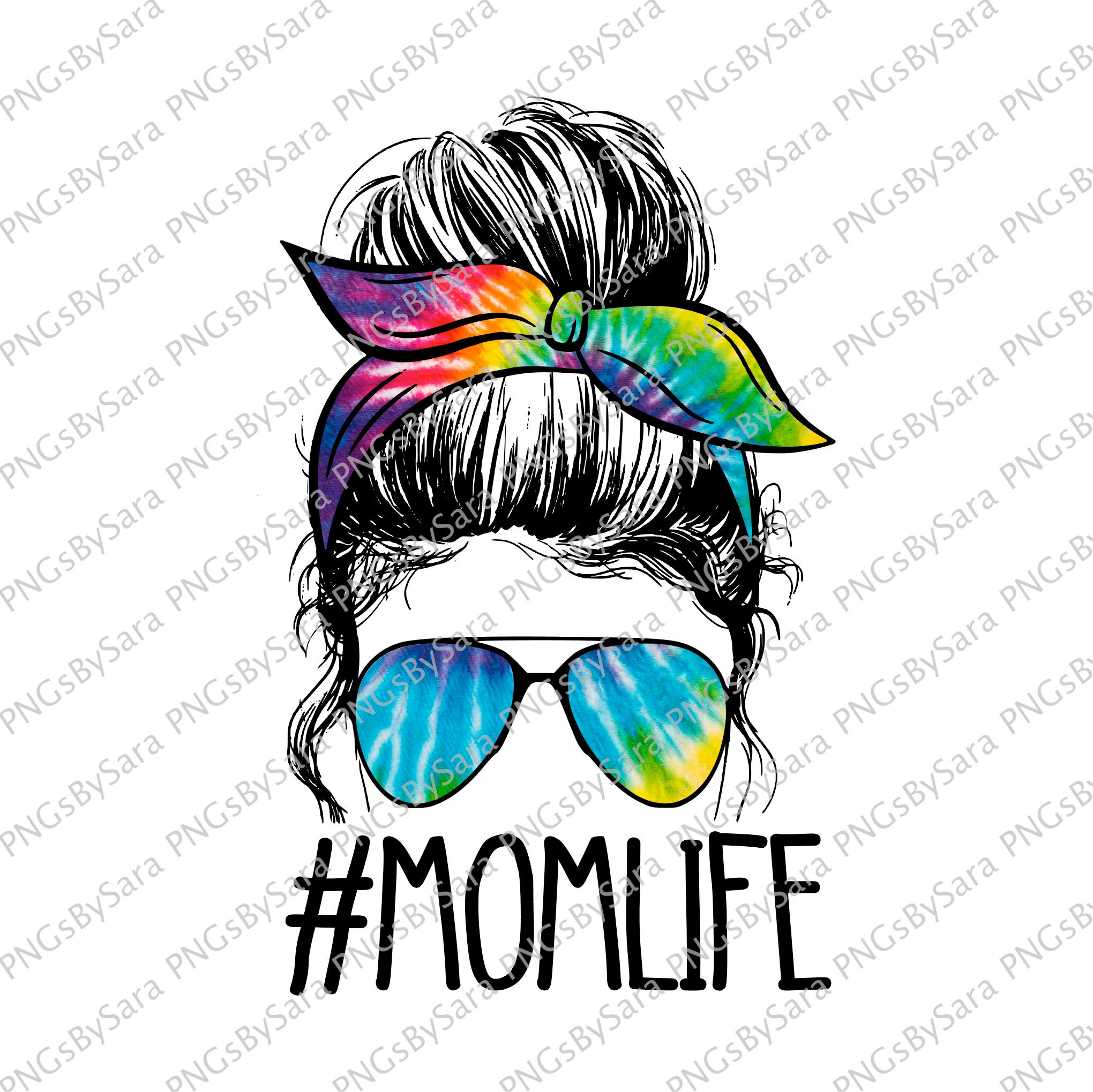 Home & Living PNG File Messy Mom Life Bun Tie Dye Digital Art Wall ...