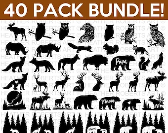 Woodland Animals SVG DXF Clipart Png Set, Forest Animals, Bear, Deer ...