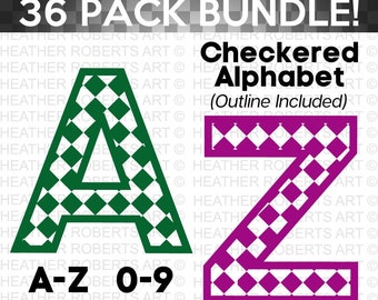 Checkered Letters Svg - Etsy