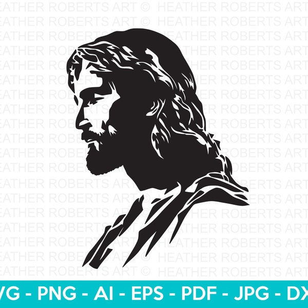 Jesus Christ Stencil, Outline, SVG, Vector Cut File for Printing ...