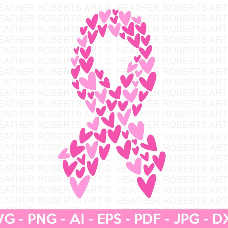 Breast Cancer Ribbon With Heart - Etsy