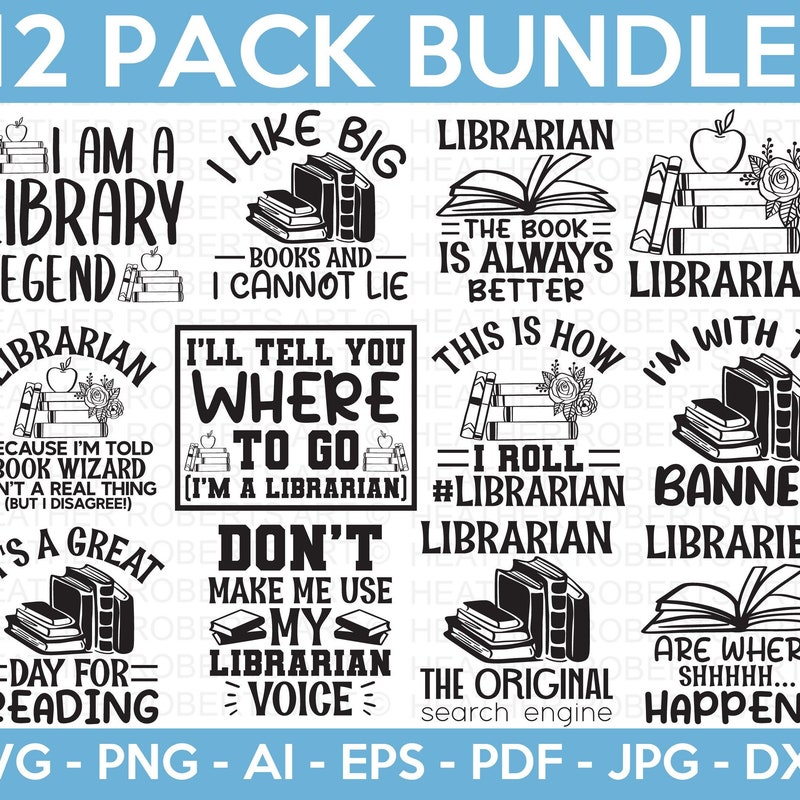 Library Svg - Etsy