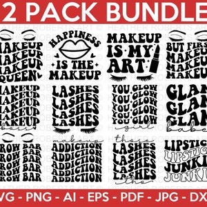 Retro Make up SVG Bundle (black), Make up SVG, Make up Queen Svg, Make ...