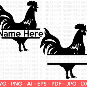 Chicken Split Monogram Svg, Chicken SVG, Chicken Silhouette, Farm Svg ...