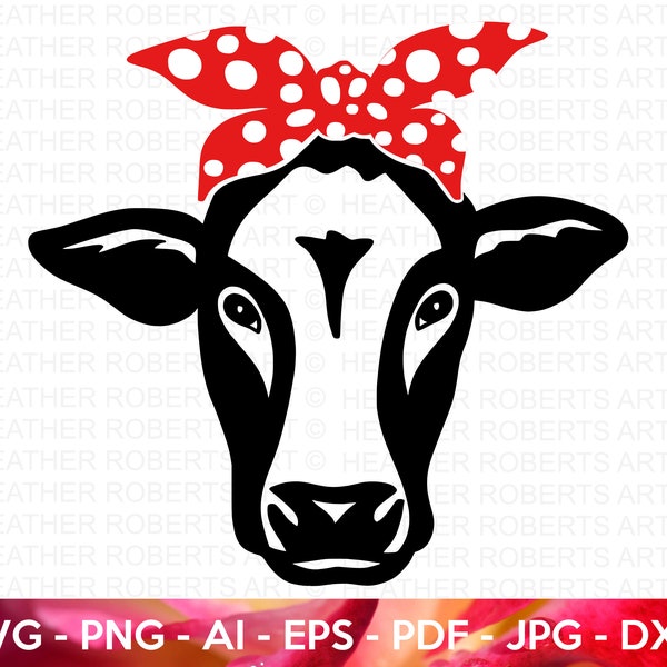Cow With Bow Svg - Etsy