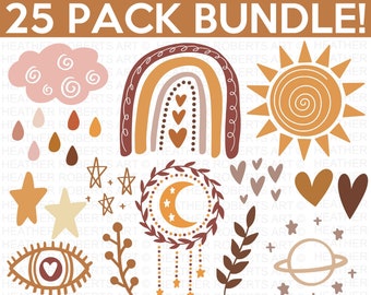 Boho Clipart Bundle Abstract Boho Elements Boho Shapes - Etsy