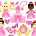 Princess Clipart Set, Princess PNG, Cute Princess Clipart Set, Little ...