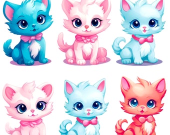 Kitten Clipart Set, Cute Cat Clipart. Animal Clipart, Kitten PNG, Cat ...