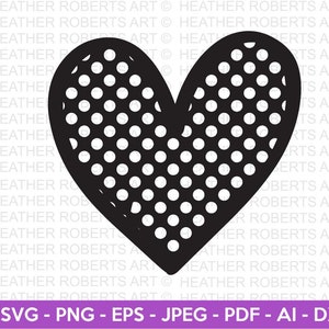 Polka Dots Heart Svg, Heart SVG, Sketch,hand-drawn Heart Svg,valentine ...