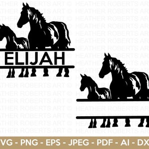 Horse Split Monogram SVG: Farm Animal Silhouette (cut File) - Etsy