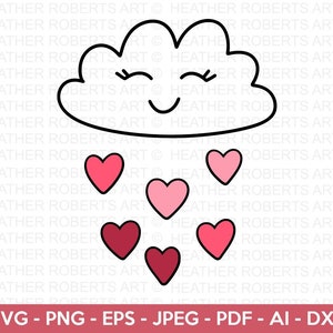 Clouds With Hearts Svg, Heart SVG, Sketch, Hand-drawn Heart Svg ...