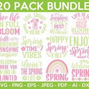 Spring Svg Bundle. Spring Designs SVG Bundle, Spring Flowers Svg ...