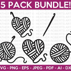 Crochet Mini Svg Bundle, Crochet Svg, Heart Crochet, Hook Svg, Yarn Svg ...