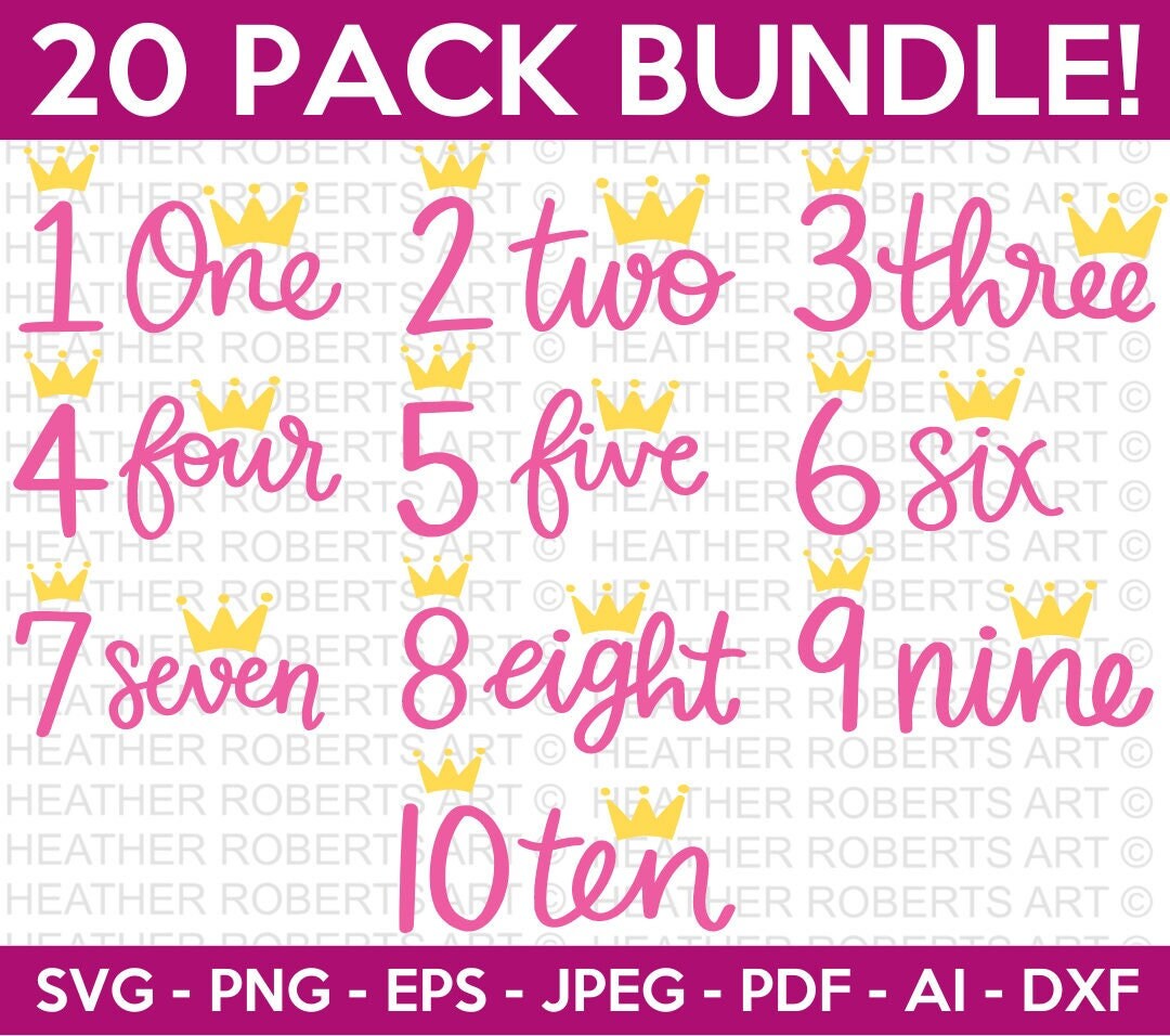 Crown Numbers SVG Bundle, Crown Svg. Numbers Svg, Princess Svg, Number ...