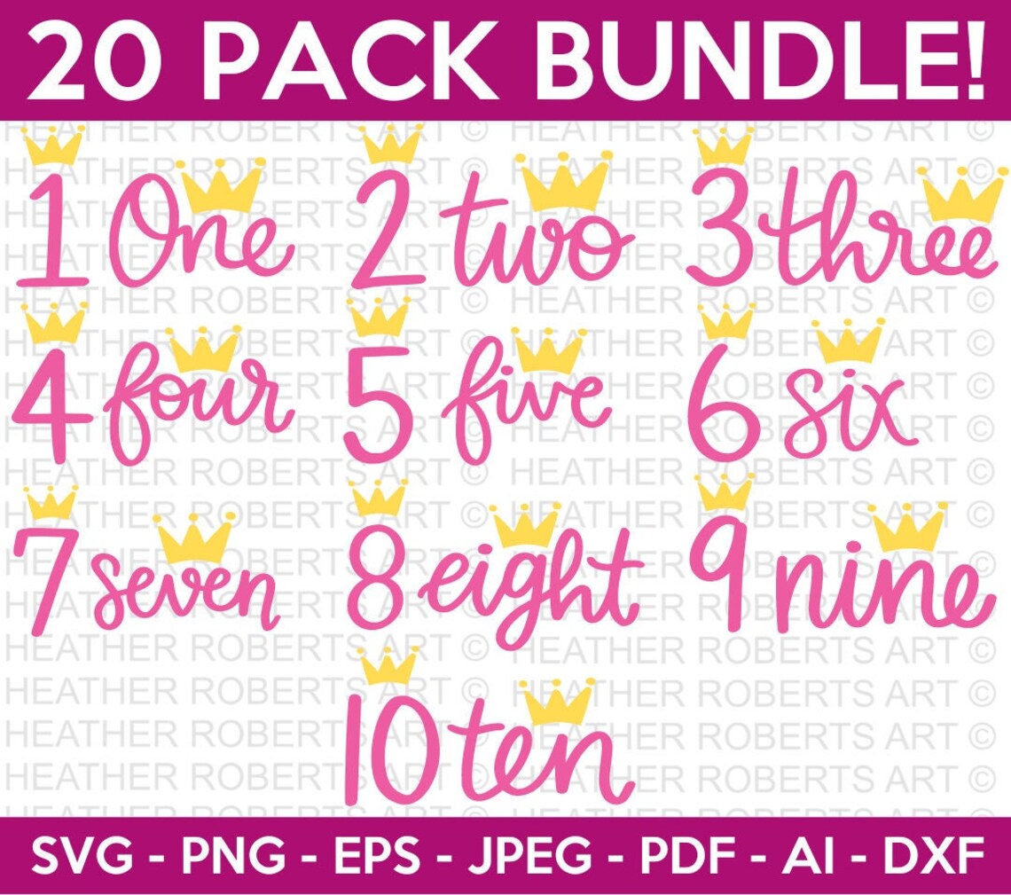 Crown Numbers SVG Bundle Crown Svg. Numbers Svg Princess - Etsy UK