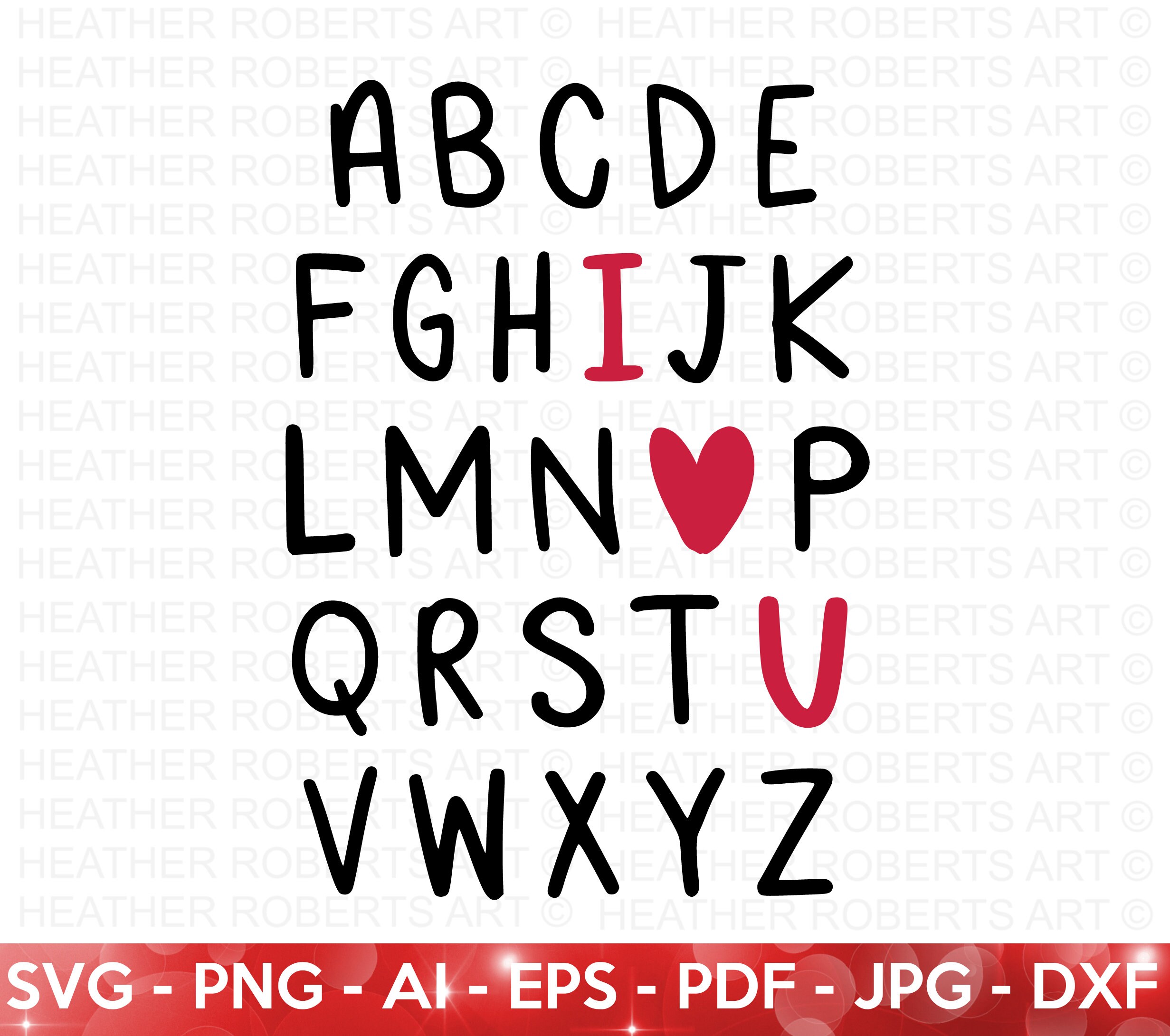 Valentine Alphabet SVG Happy Valentine's Day SVG | Etsy