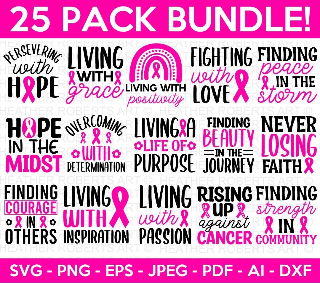 Cancer Awareness SVG Bundle, Cancer SVG, Breast Cancer SVG, Awareness ...
