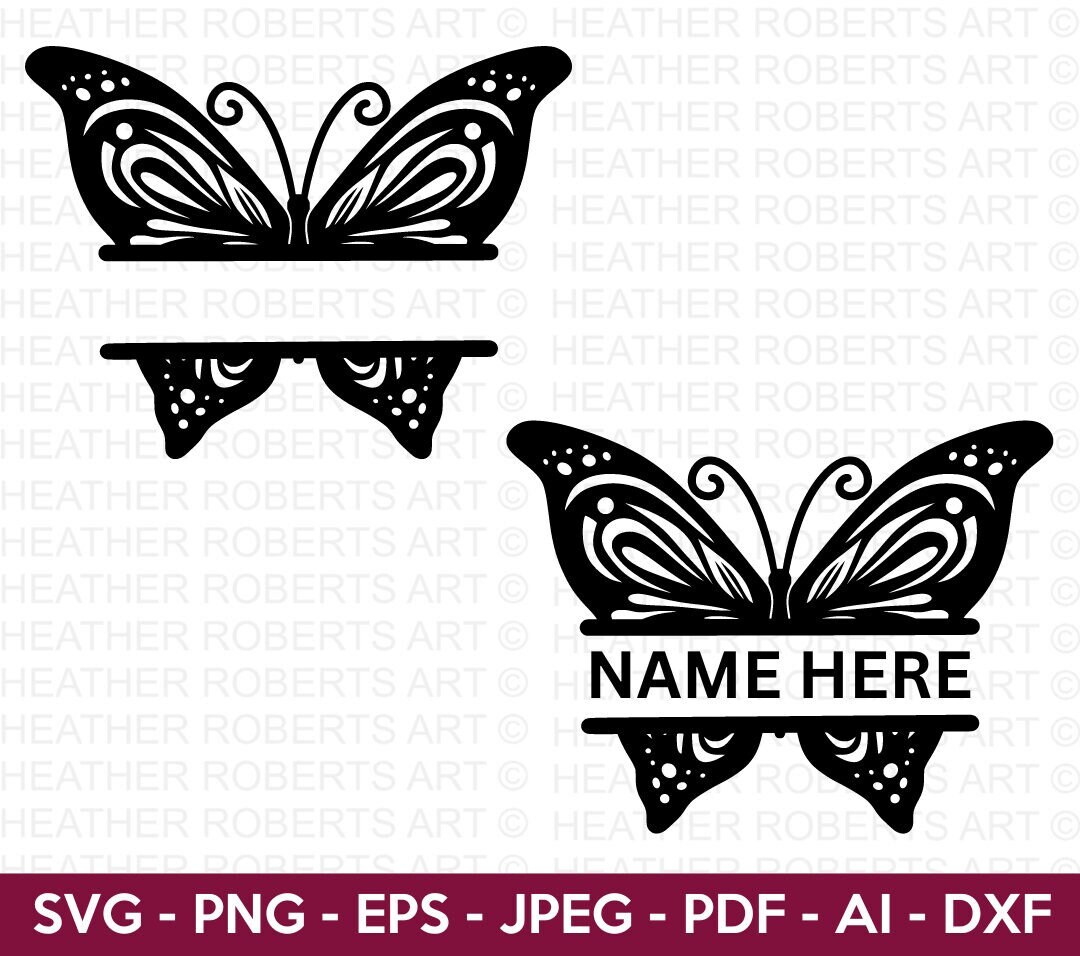 Butterfly Split Monogram Svg, Butterfly SVG, Butterfly Silhouette ...