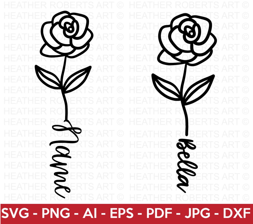 Rose Split Monogram, Rose Border Svg, Rose SVG, Flowers SVG, Split ...