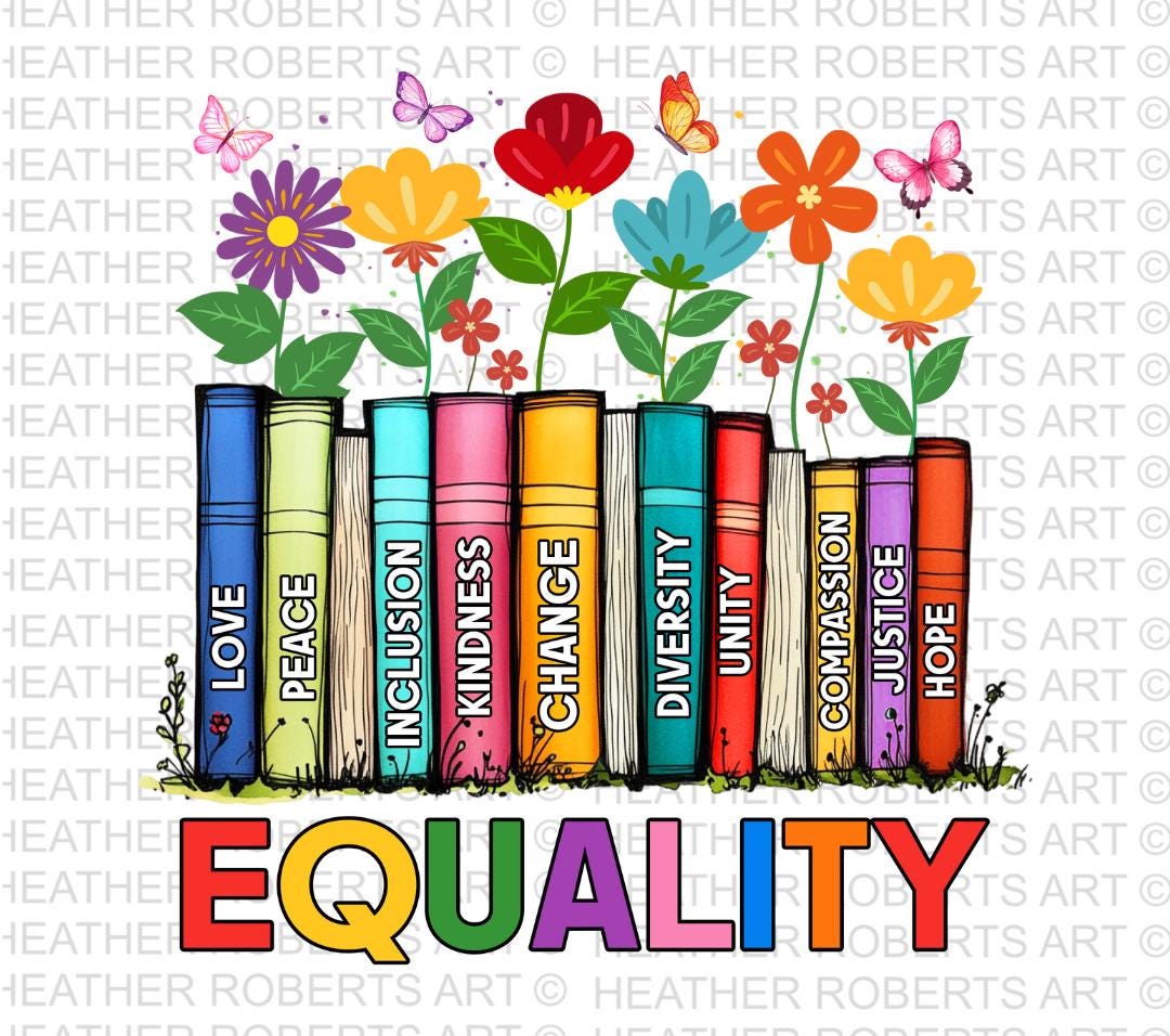 Equality Books & Flowers PNG: Diversity Clipart (digital Download) - Etsy