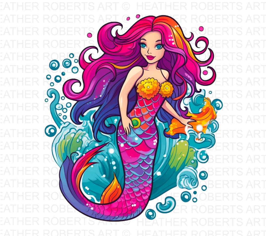 Mermaid Sublimation Clipart, Mermaid PNG, Cute Mermaid PNG, Mermaid ...