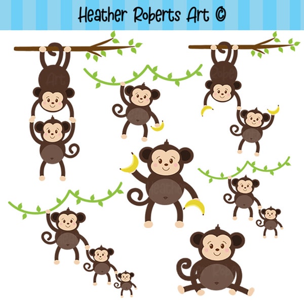 Monkey Clipart - Etsy