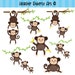 14 PACK Monkeys Clipart Set - PNG JPEG Cute Monkeys, Monkey, Baby ...