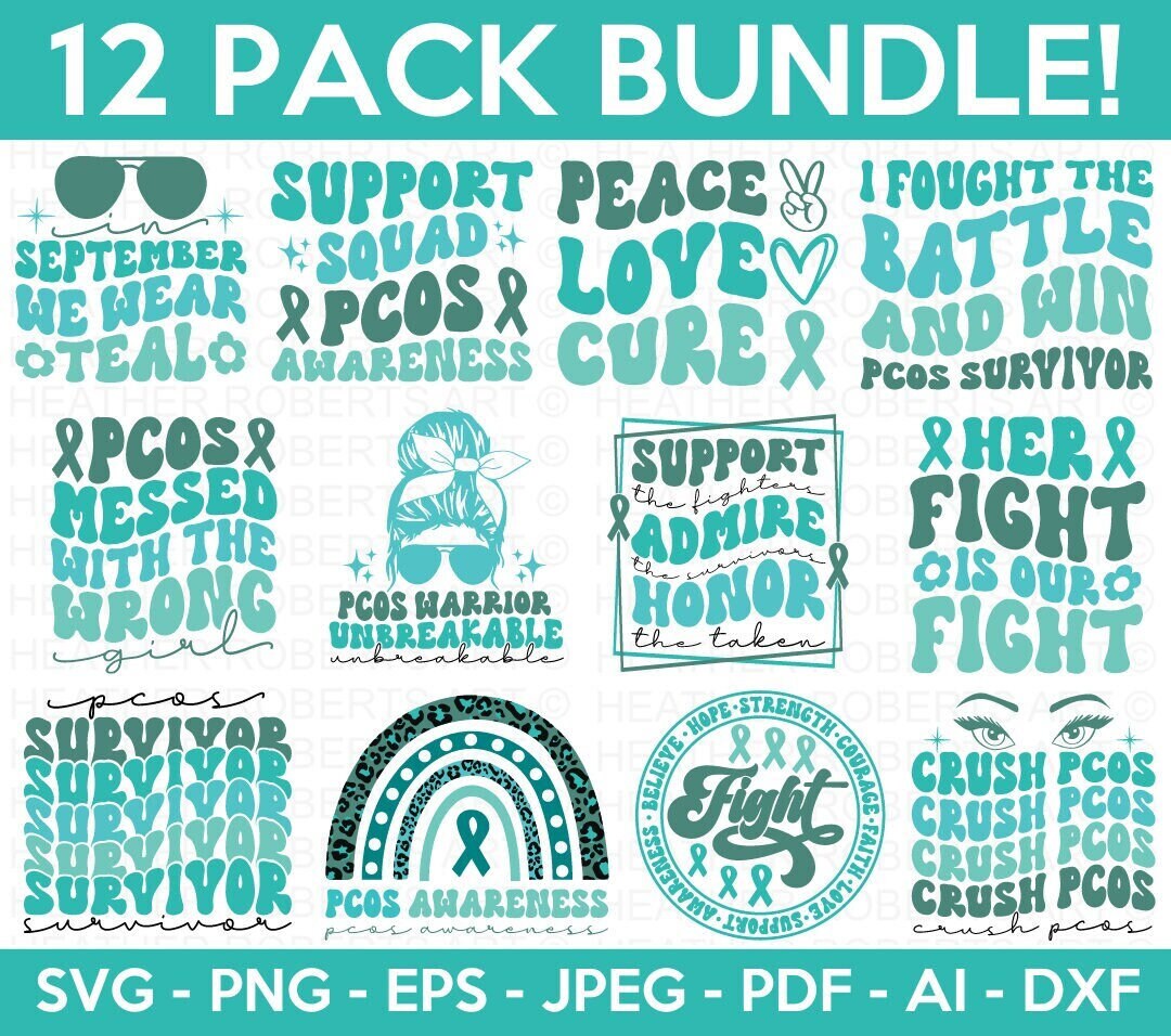 Retro Pcos Awareness SVG Bundle, Pcos SVG, Pcos Survivor SVG, Awareness ...