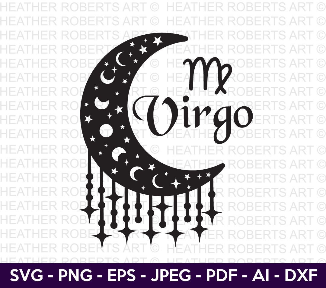 Virgo SVG, Virgo Zodiac Moon Svg, Zodiac Signs SVG, Astrology Signs Svg ...