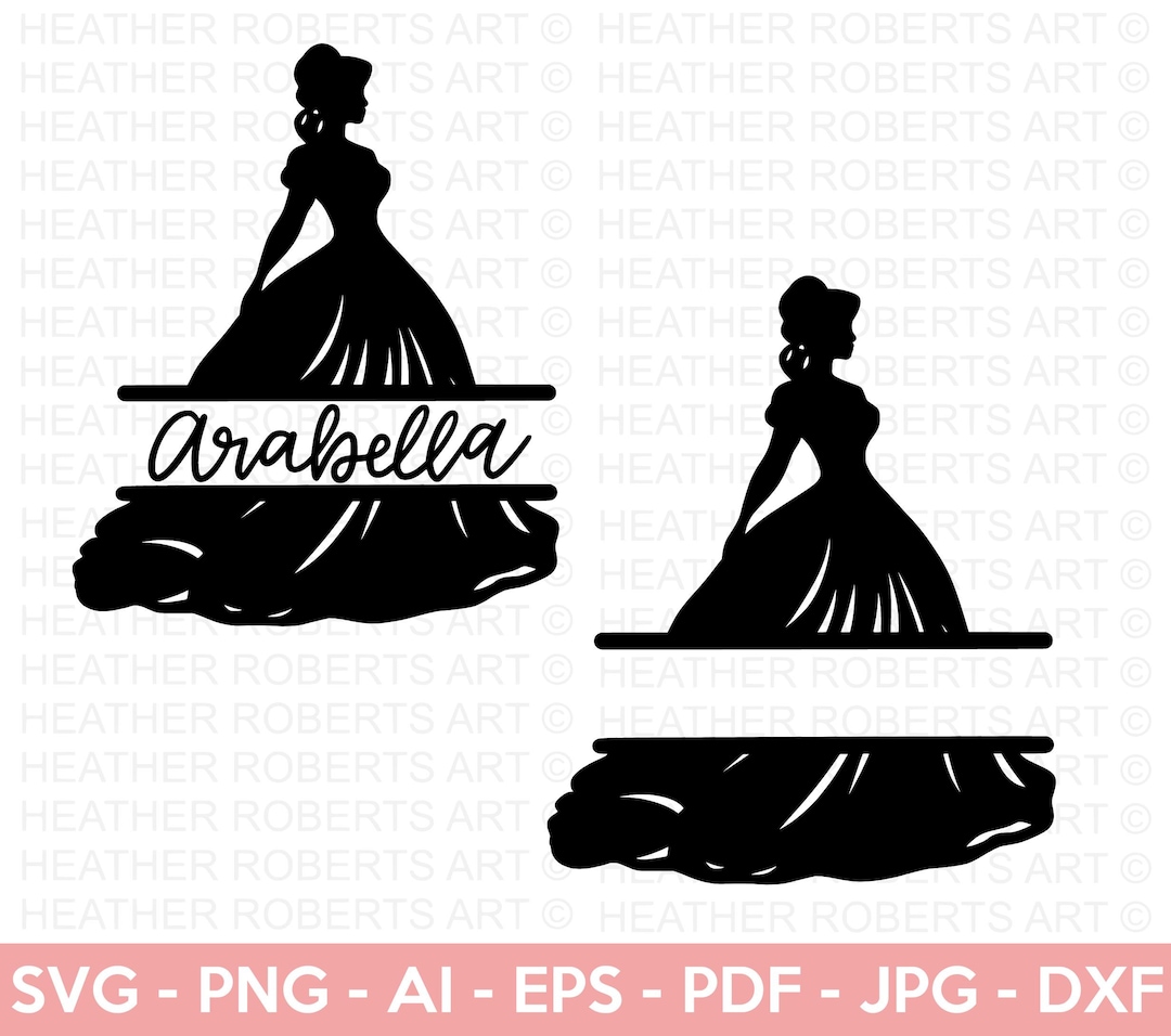 Princess Split Monogram Svg, Princess SVG, Princess Silhouette ...