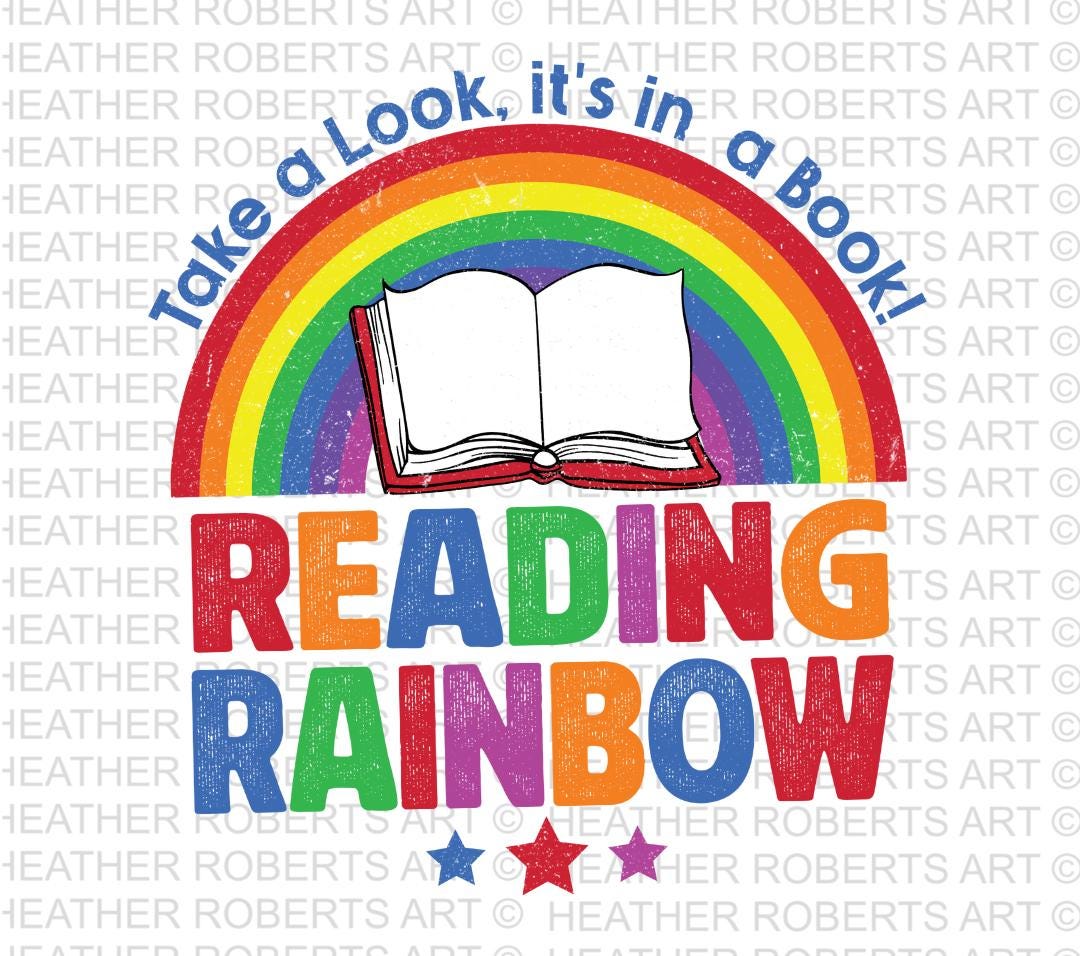 Book Rainbow Retro PNG: Bookworm Sublimation Design (digital Download ...