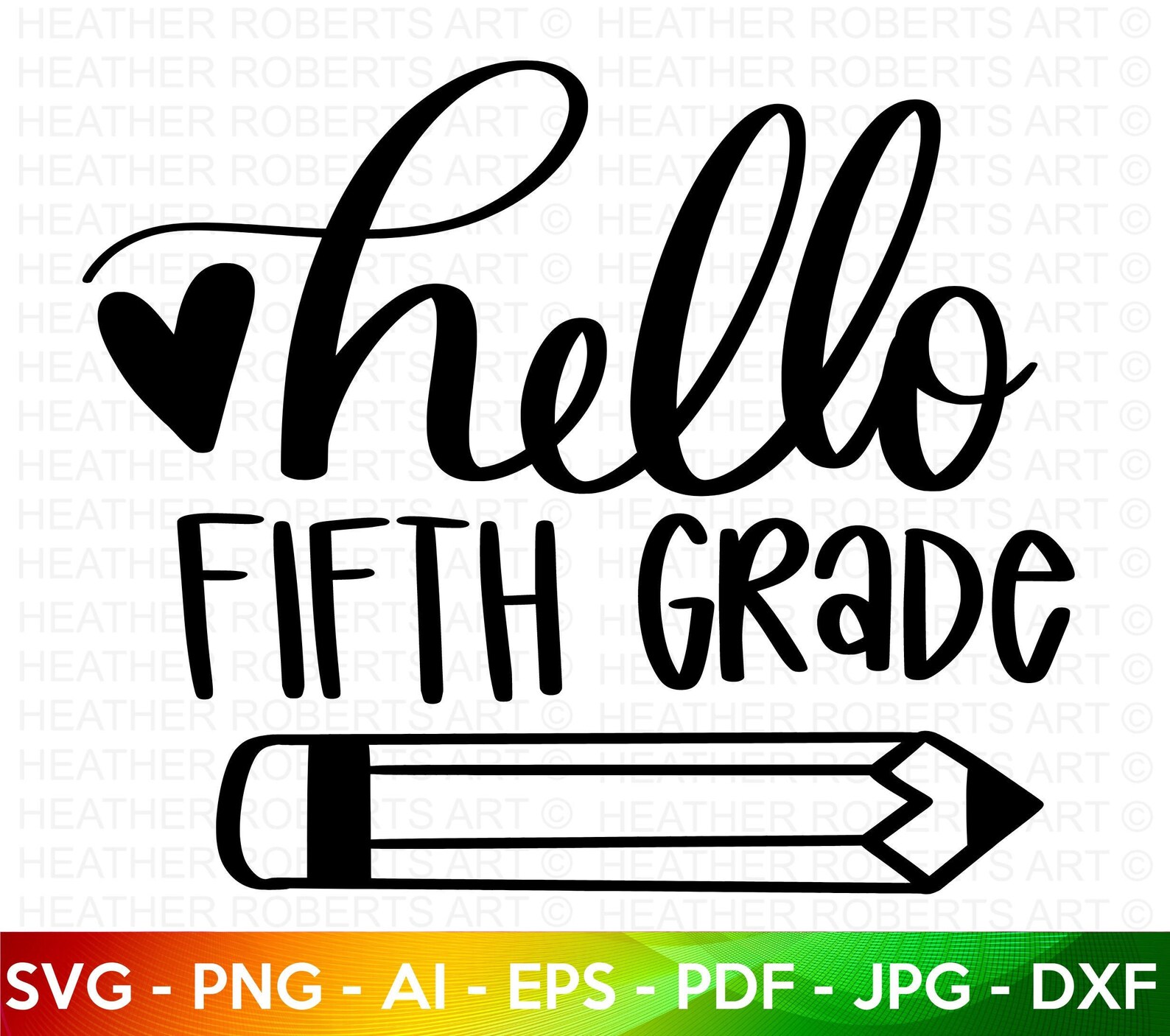 Fifth Grade SVG Hello Fifth Grade SVG Back to School SVG | Etsy