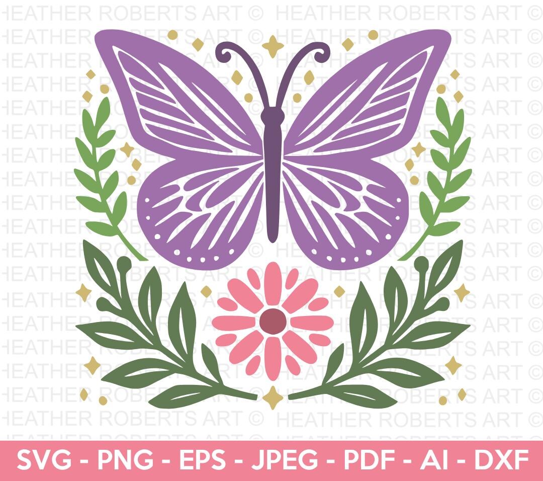 Floral Butterfly SVG: Spring Wedding Clipart (digital Files) - Etsy