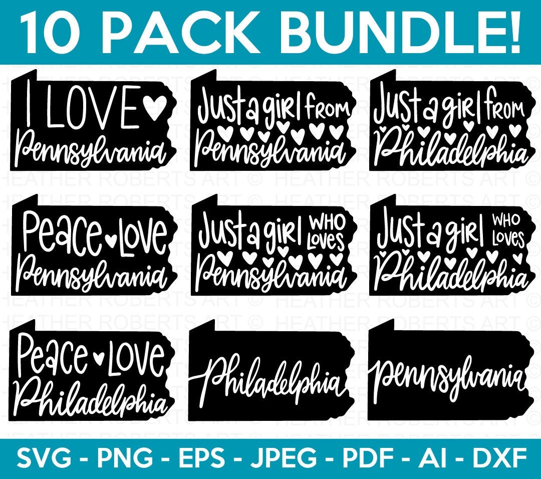 Pennsylvania SVG Bundle, Pennsylvania State SVG Bundle, Pennsylvania ...