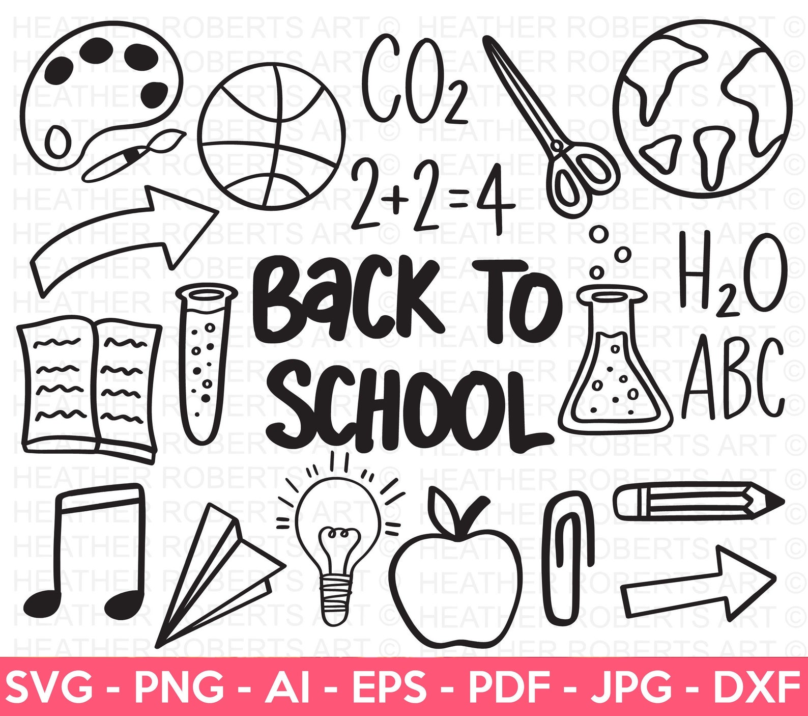 Back to School Doodles SVG Bundle, School Supplies SVG Bundle, School ...