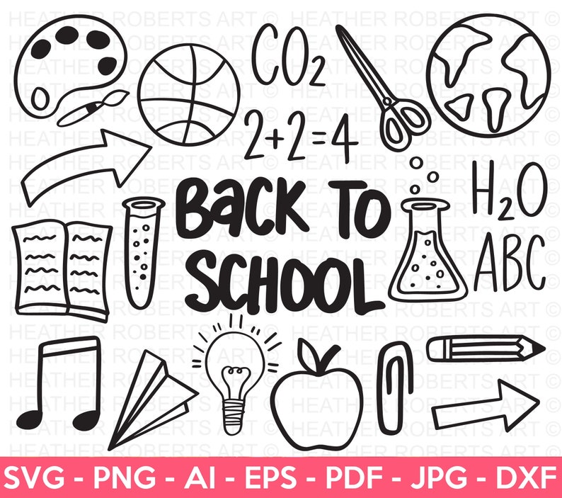 Back to School Doodles SVG Bundle, School Supplies SVG Bundle, School ...