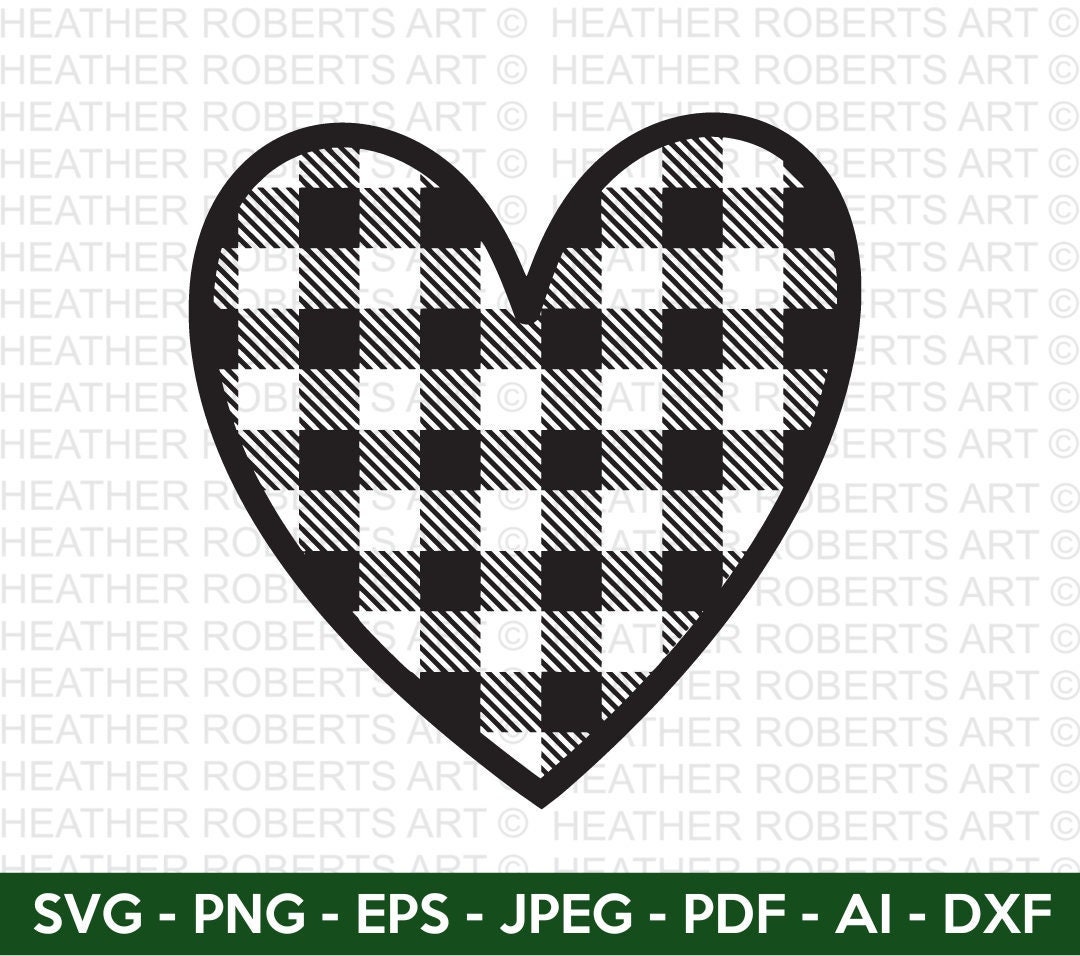 Checkered Pattern Heart Svg, Heart SVG, Hand-drawn Heart Svg, Valentine ...