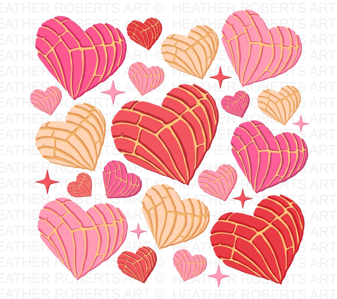 Concha Hearts PNG: Pastel Valentines Day Sublimation (digital Download ...