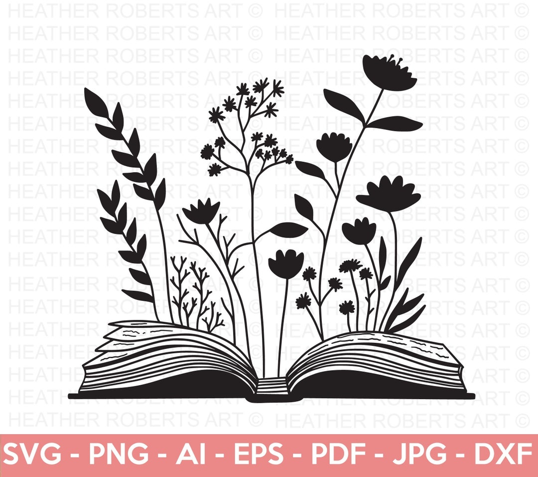 Floral Book SVG, Book SVG, Teacher SVG, Reading Svg, Librarian Svg ...