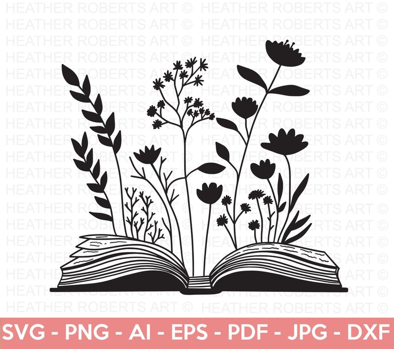 Floral Book SVG Book SVG Teacher SVG Reading Svg Librarian - Etsy